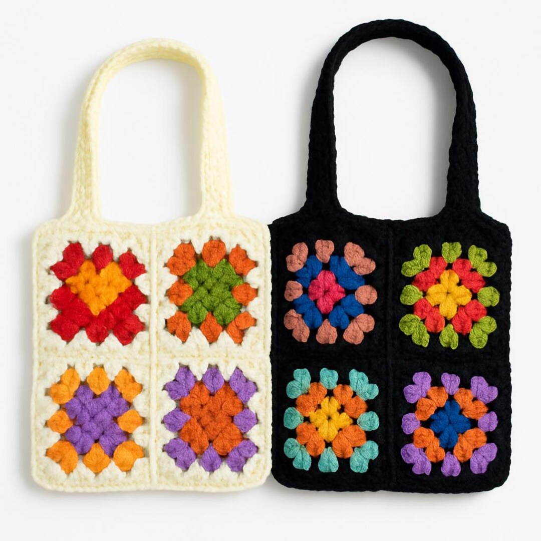 Granny Square Tote Bag Crochet Pattern - Beginner-friendly Digital ...