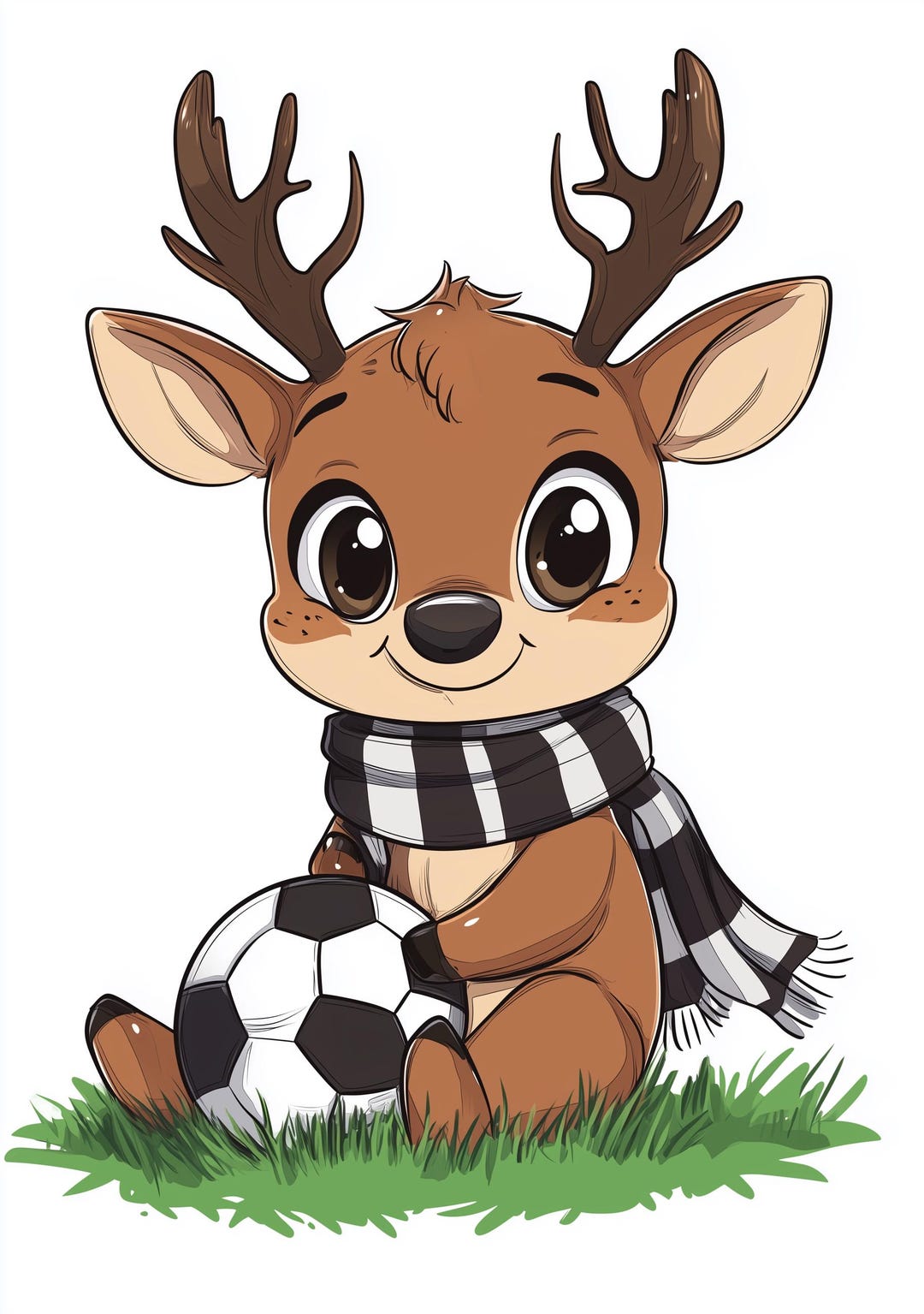 Cute Christmas Football Reindeer Clipart - Instant Download - Etsy