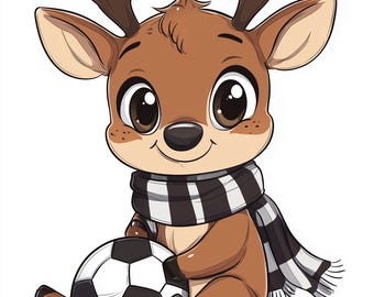 Cute Christmas Reindeer PNG Clipart | Hand Drawn Digital Art ...