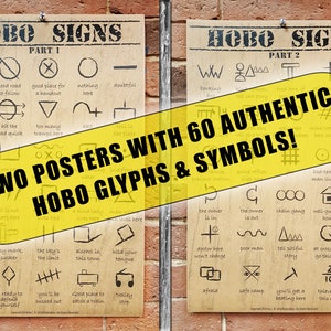 2pc. Hobo Signs & Glyphs Poster Set - Feature Authentic, Historical ...