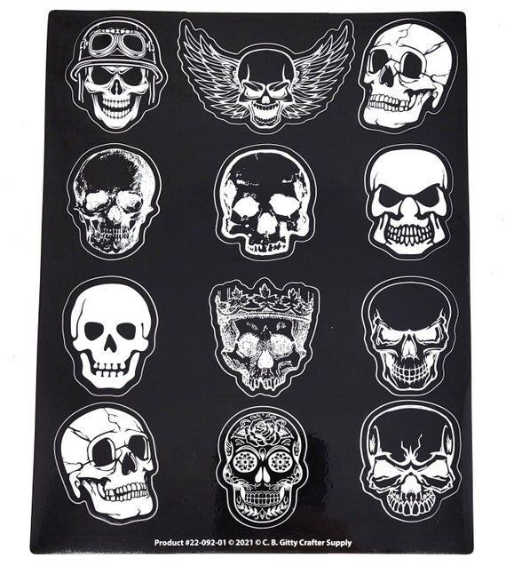 Skulls Decal Sheet 12 Unique Gothic Skull Decals for Crafts | Etsy