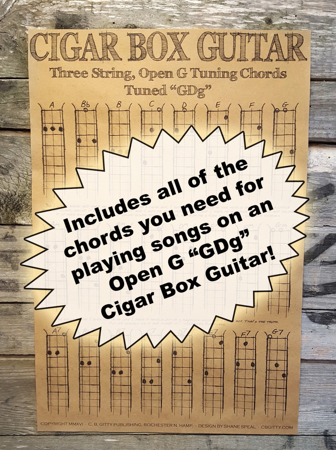 Three String Open G "gdg" Chord Poster for Cigar Box Guitar and More ...