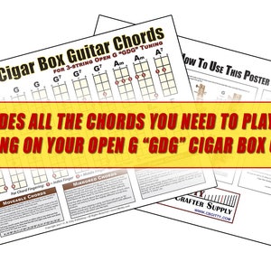 Open G "gdg" Essential Cigar Box Guitar Chords Poster - Etsy