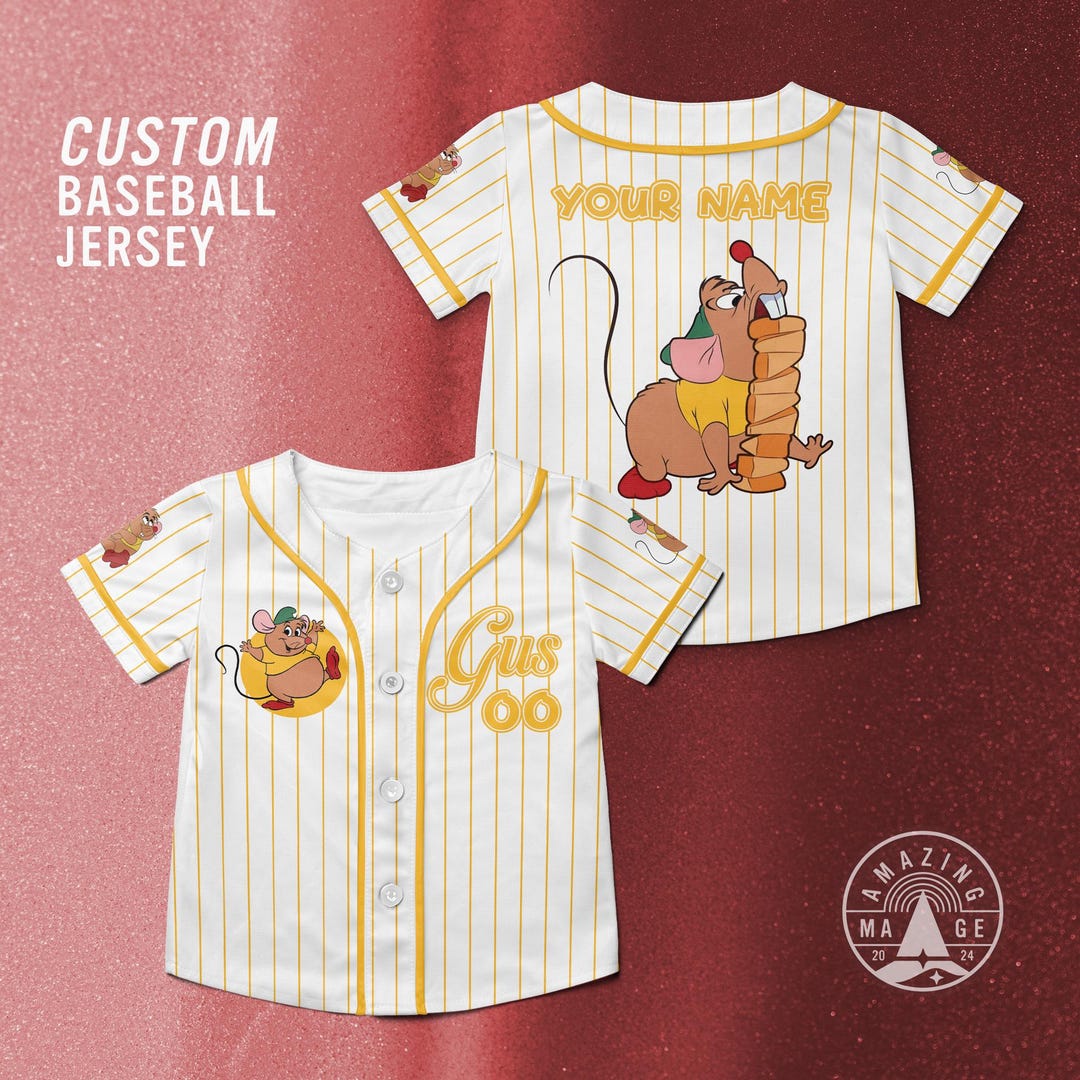 Custom Gus Gus Cinderella Baseball Jersey, Disney Cinderella Movie ...