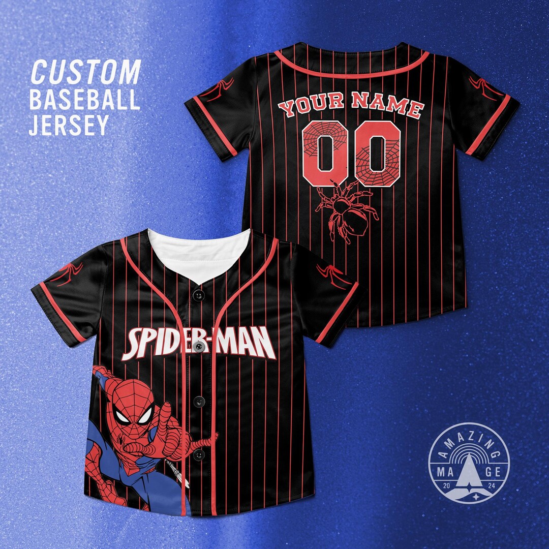 Spider Man Black Basic Marvel Superheroes Baseball Jersey, Disney ...