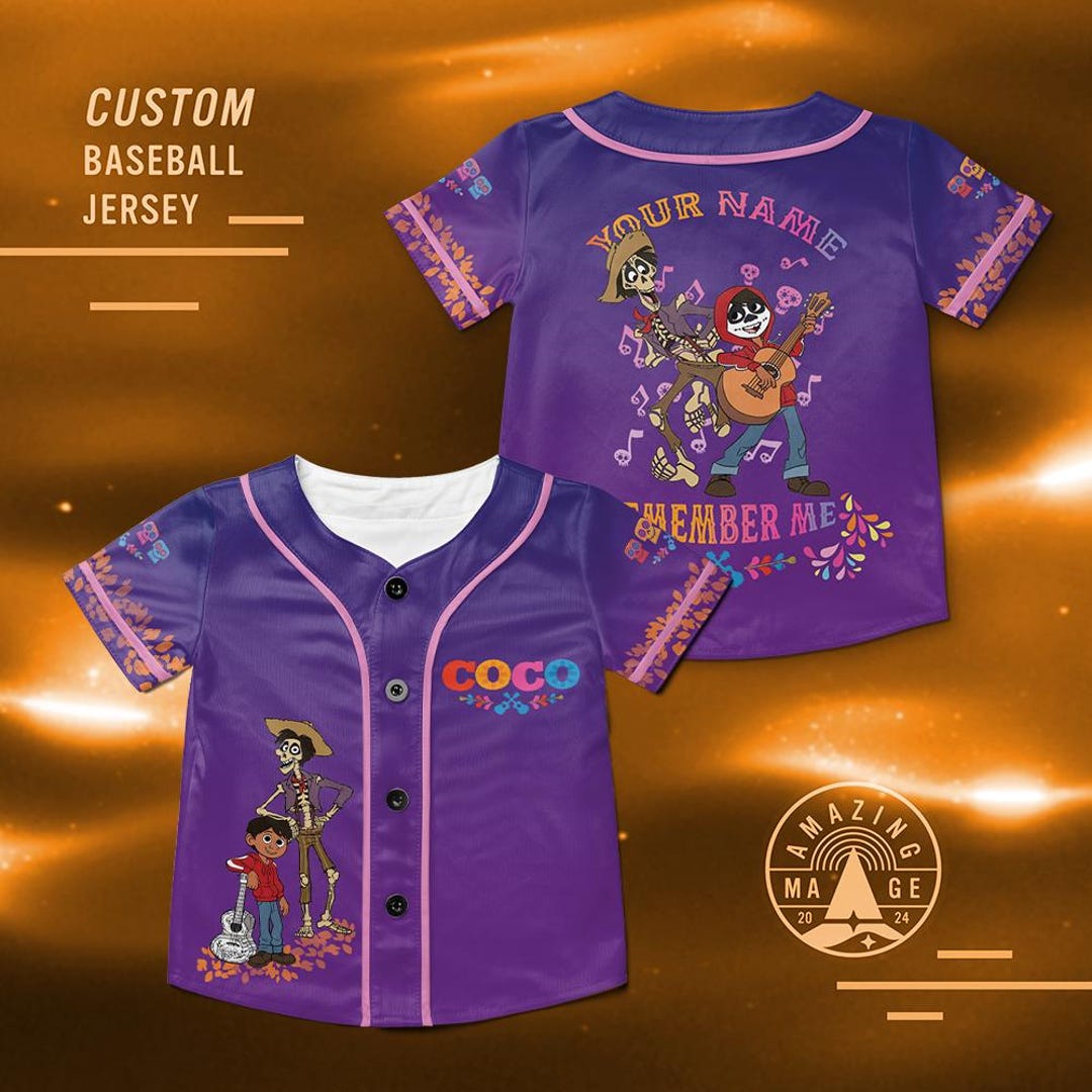Custom Miguel Hector Coco Movie Baseball Jersey, Disney Coco Movie ...