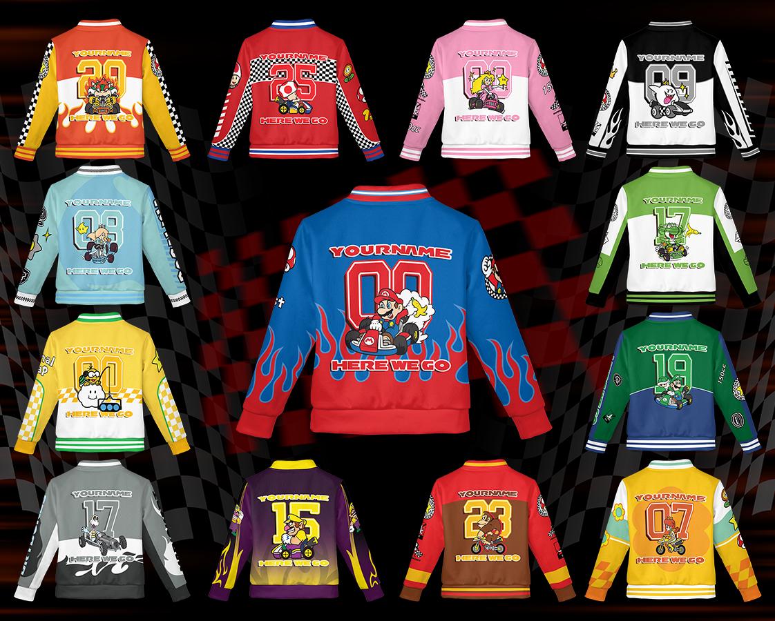 Custom Super Mario Kart Jacket, Mario Family Matching Jackets, Super ...