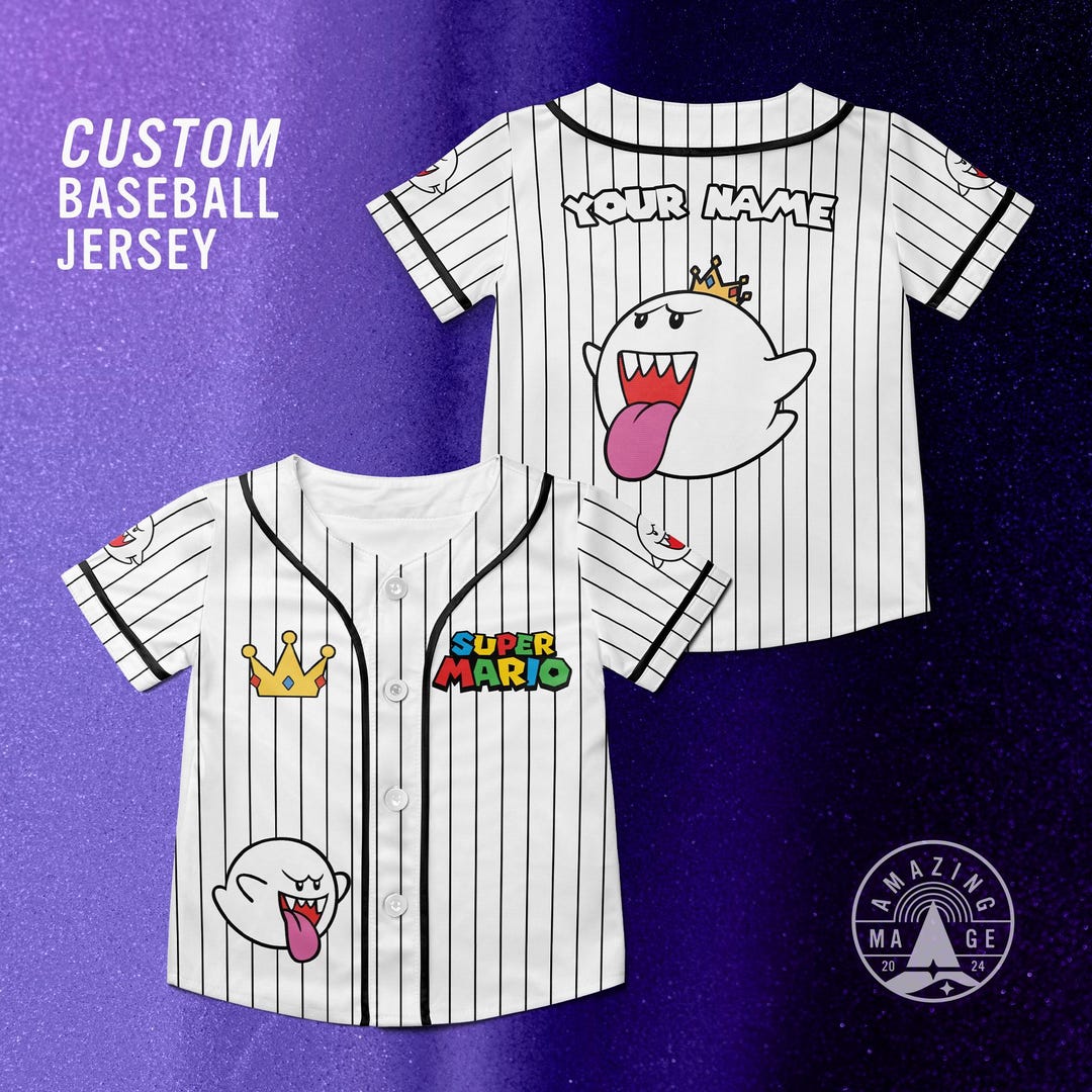 Custom King Boo Super Mario Baseball Jersey, King Boo Super Mario Bros ...