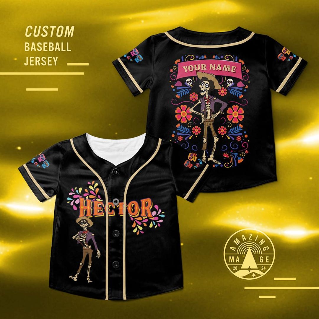 Custom Hector Rivera Coco Movie Baseball Jersey, Disney Coco Movie ...