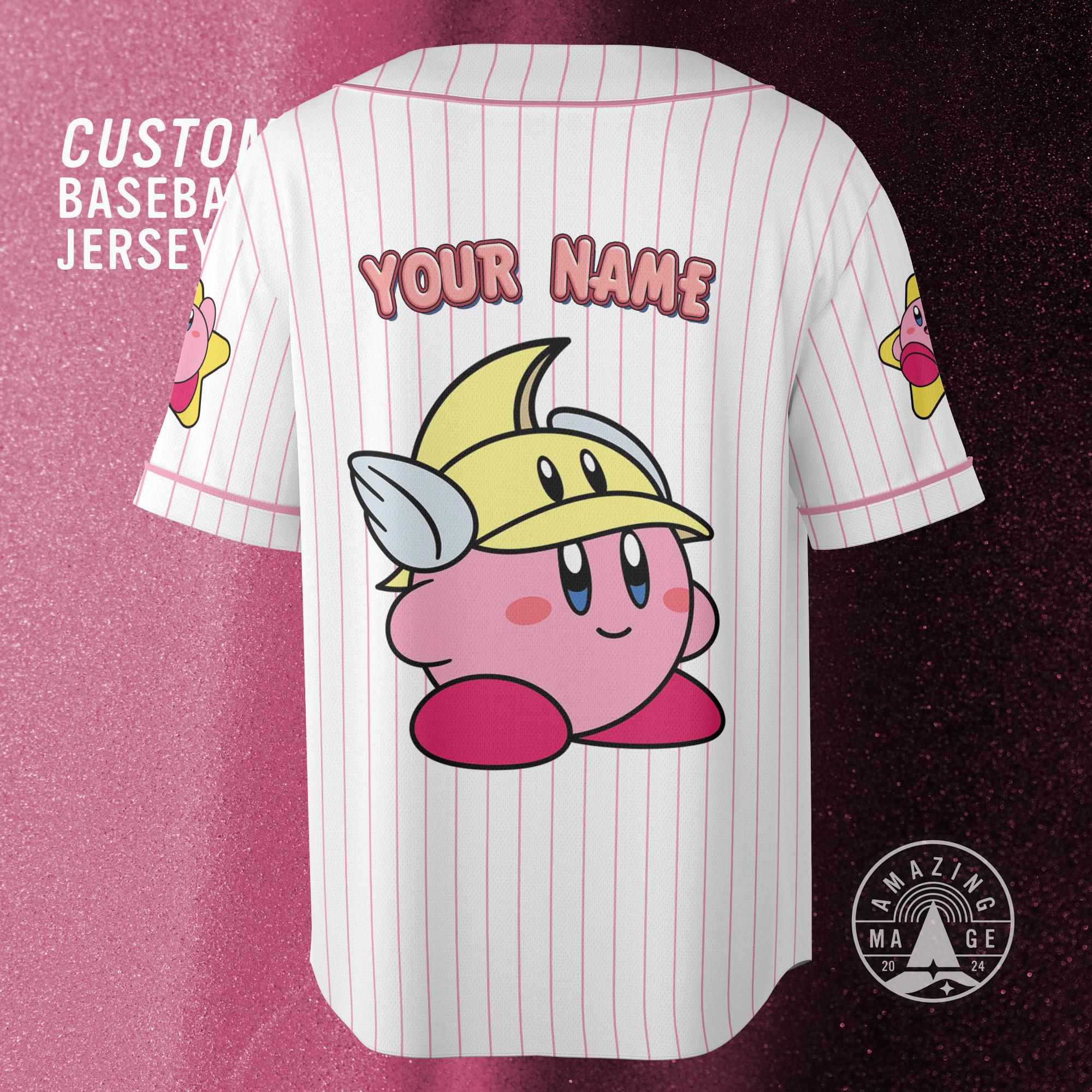 Custom Kirby Cutter Dream Land Super Mario Baseball Jersey, Nintendo ...