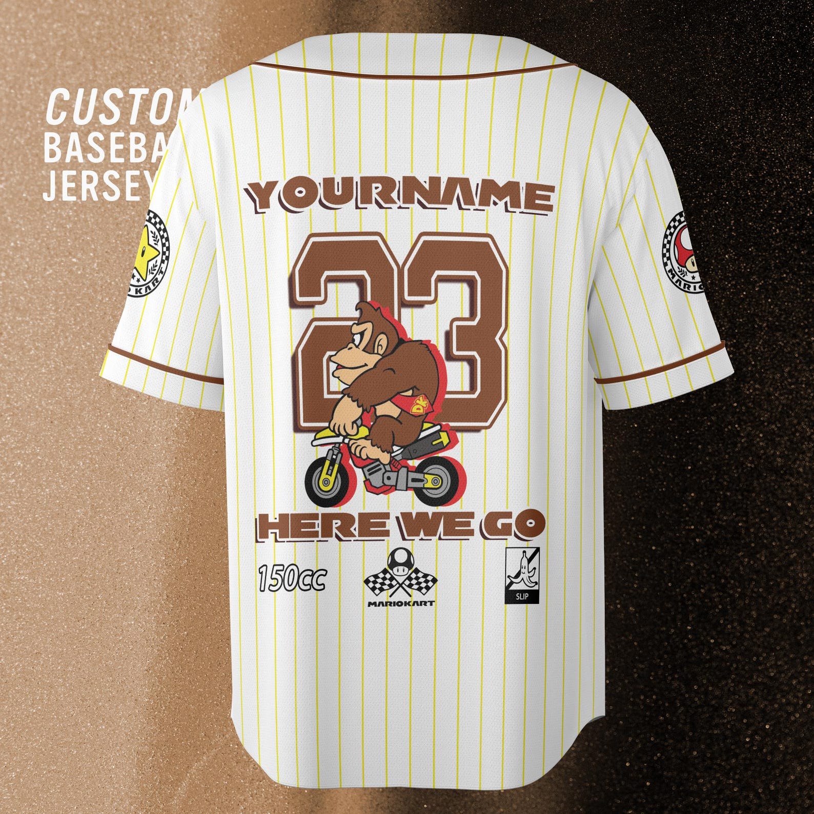 Custom Donkey Kong Mario Kart Baseball Jersey, Nintendo Mario Donkey ...
