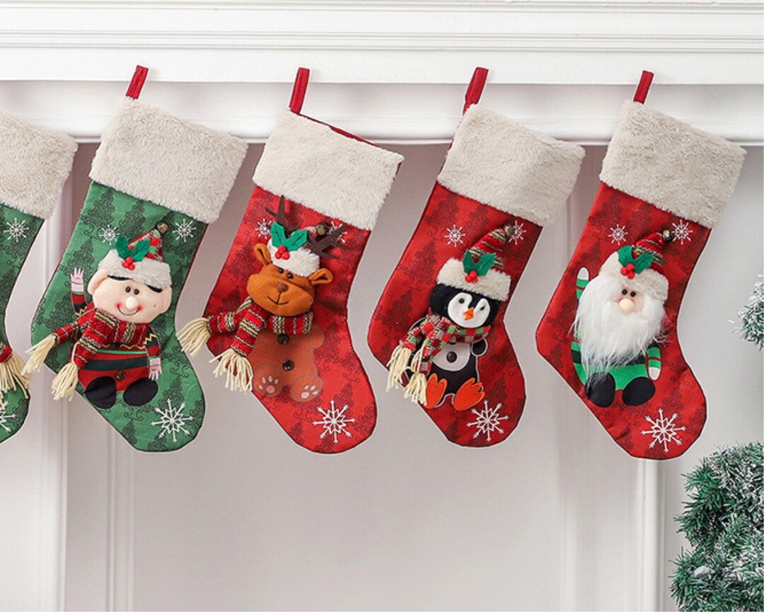 3D Christmas Holiday Stockings, 2024 Family Christmas Knitted Stockings ...