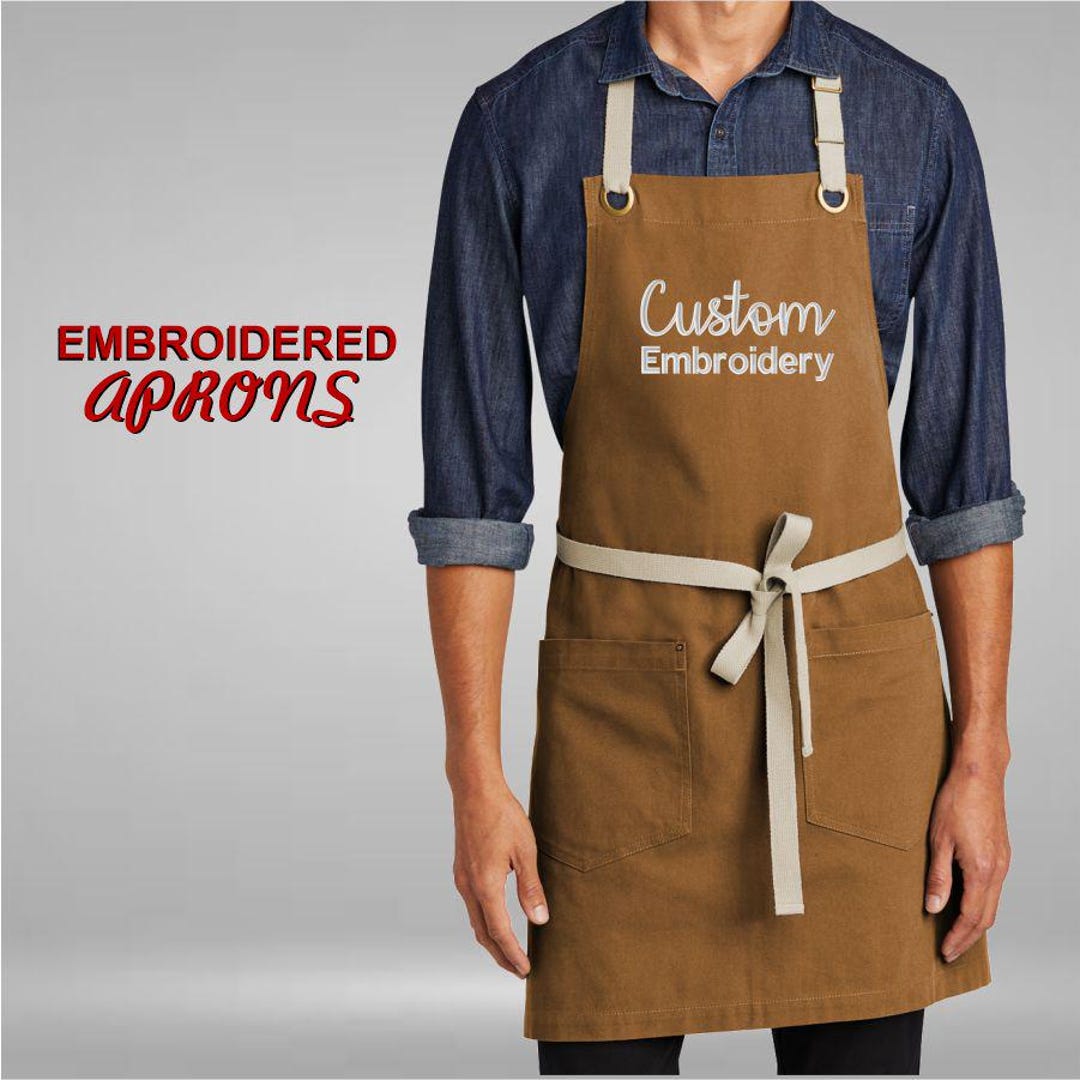 Custom Embroidered Logo Apron, Personalized Text Kitchen Chef Aprons ...