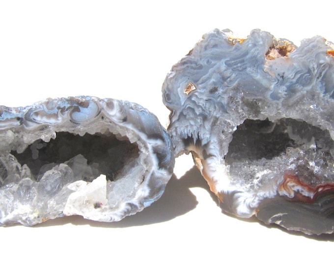 Two Split Geodes With Druzy Filled Pockets Lapidary Pieces/ - Etsy