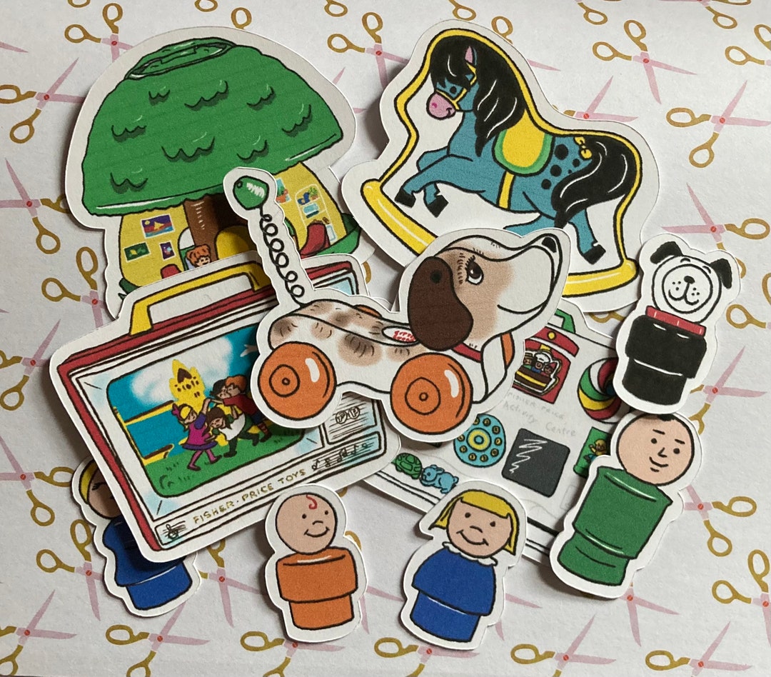 Vintage Fisher Price Toy Stickers: 70s Nostalgia, 10 Die-cut Paper ...