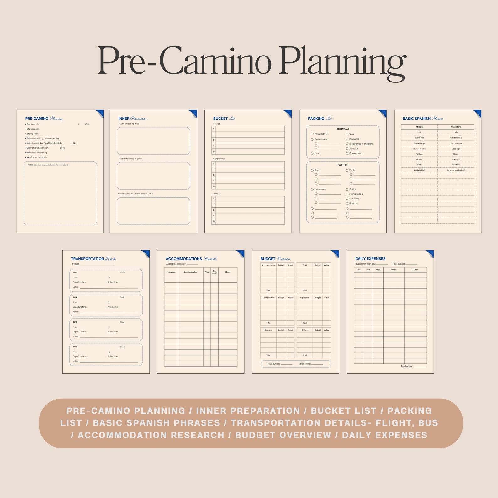 Camino Journal, Camino De Santiago, Travel Journal, Minimalist Design ...