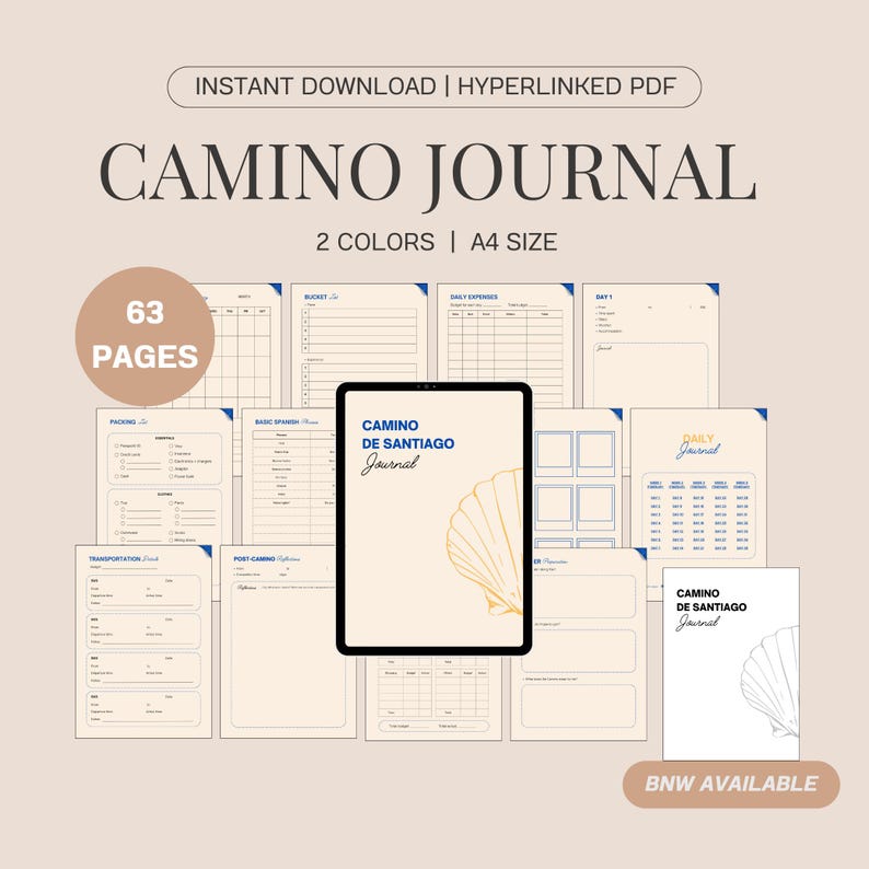 Camino Journal, Camino De Santiago, Travel Journal, Minimalist Design ...