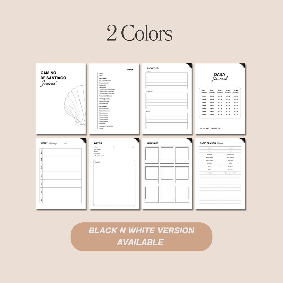 Camino Journal, Camino De Santiago, Travel Journal, Minimalist Design ...