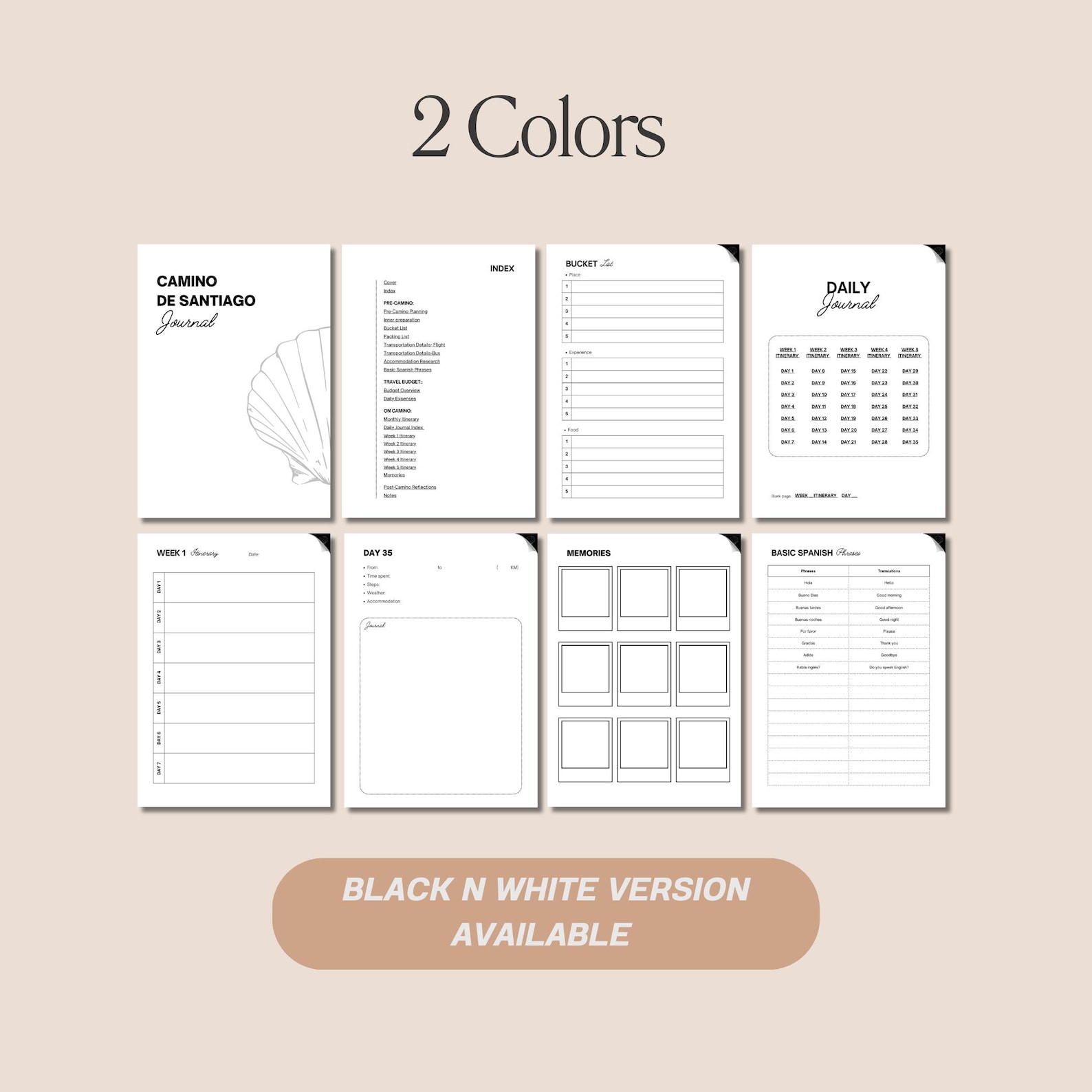 Camino Journal, Camino De Santiago, Travel Journal, Minimalist Design ...