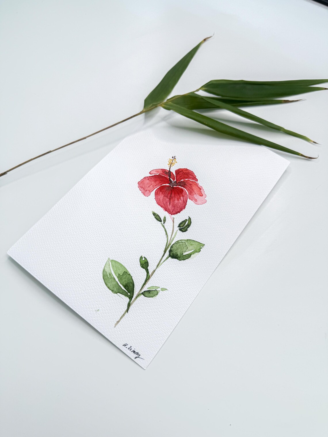 Hand-painted Hibiscus Flower – Original Watercolor Botanical Art ...