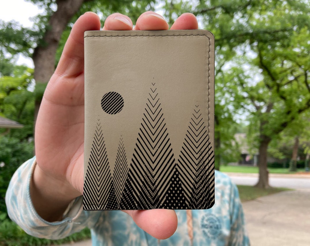 Front Pocket Wallet Geo Trees, Slim Wallet, Leather Card Holder, Bifold ...