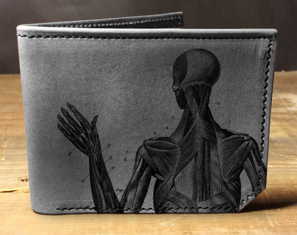 Mens Leather Wallet Mens Wallet Anatomy Wallet Leather - Etsy