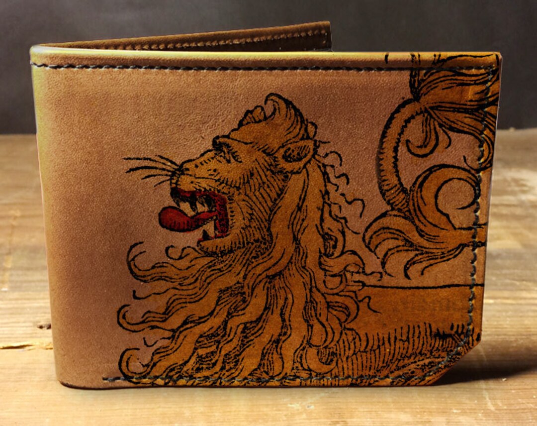 Mens Leather Wallet Mens Wallet Lion Wallet Leather Wallet - Etsy