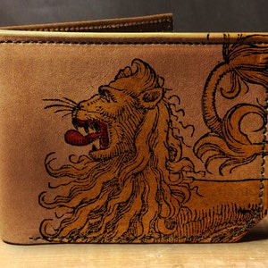 Mens Leather Wallet Mens Wallet Lion Wallet Leather Wallet - Etsy