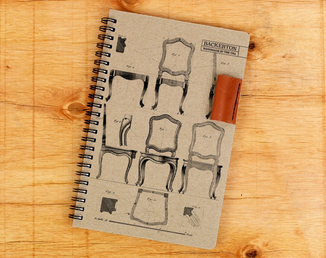 Chair Diagram - Handmade Notebook With Leather Pen Holder - Etsy