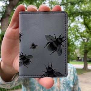 Front Pocket Wallet Bees, Slim Wallet, Leather Card Holder, Bifold ...