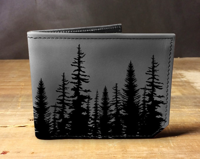 Mens Leather Wallet Mens Wallet Trees Wallet Leather - Etsy