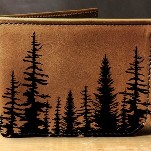 Mens Leather Wallet Mens Wallet Trees Wallet Leather - Etsy