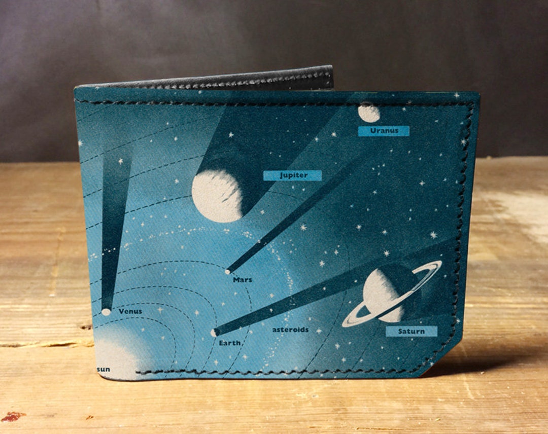 Leather Planets Wallet, Gift for Men, Unique Wallet, Leather Wallet ...