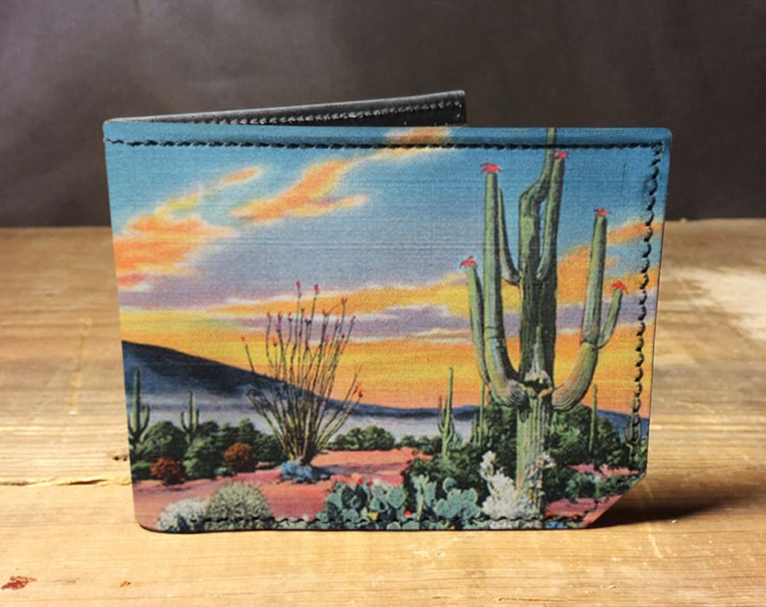 Leather Desert Cactus Wallet, Gift for Men, Unique Wallet, Leather ...