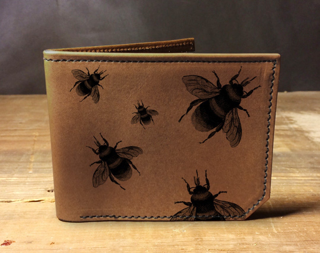 Mens leather wallet, Mens wallet, bees wallet, leather wallet, slim ...