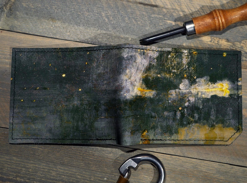 Leather Abstract Art Wallet Gift for Men Unique Wallet - Etsy