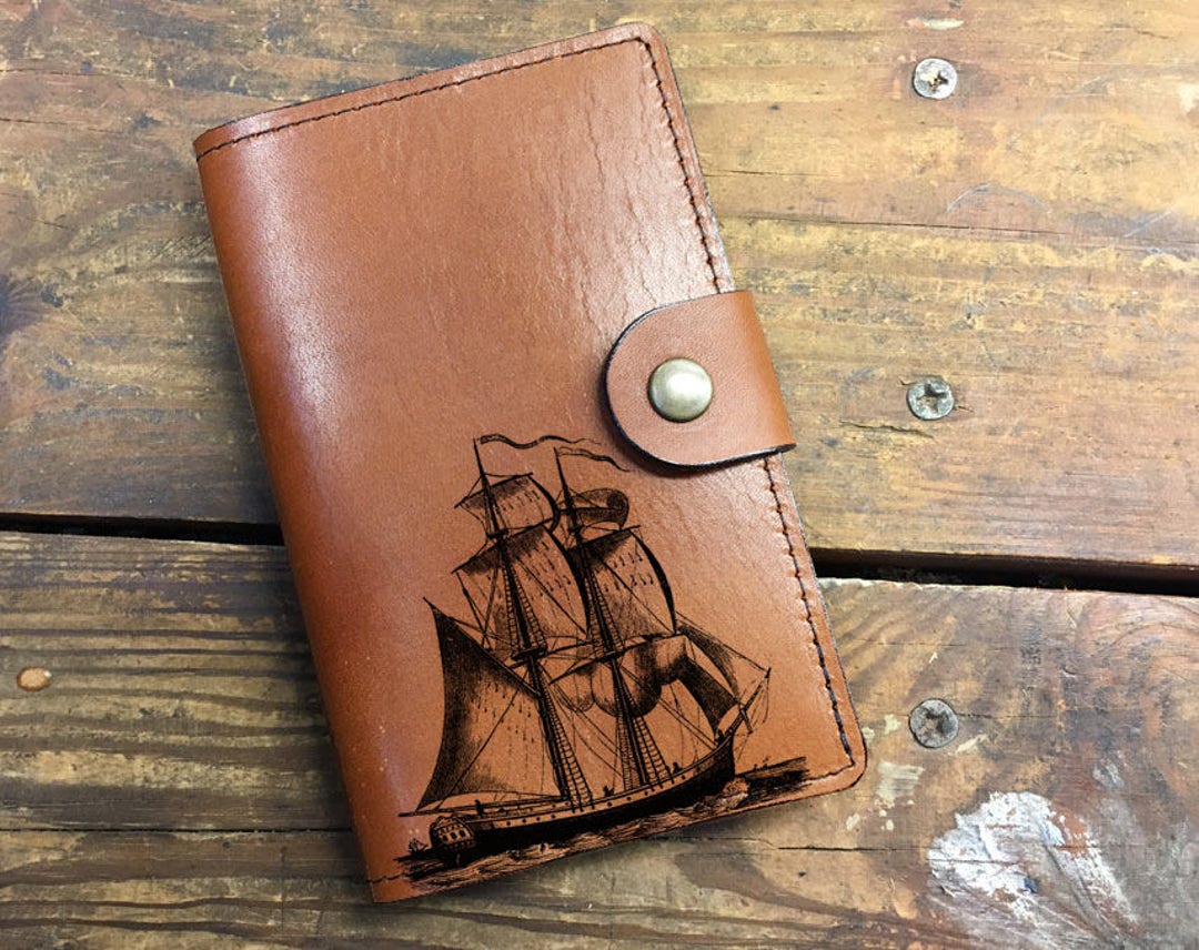 Ship Leather Journal, Leather Sketchbook, Leather Passport Cover ...