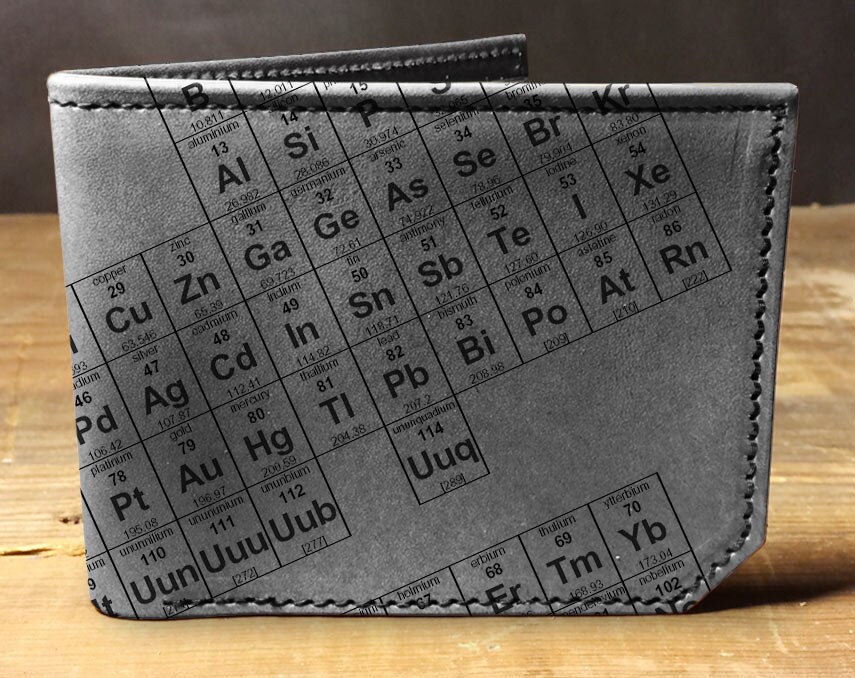 Mens Leather Wallet Mens Wallet Periodic Table Wallet | Etsy