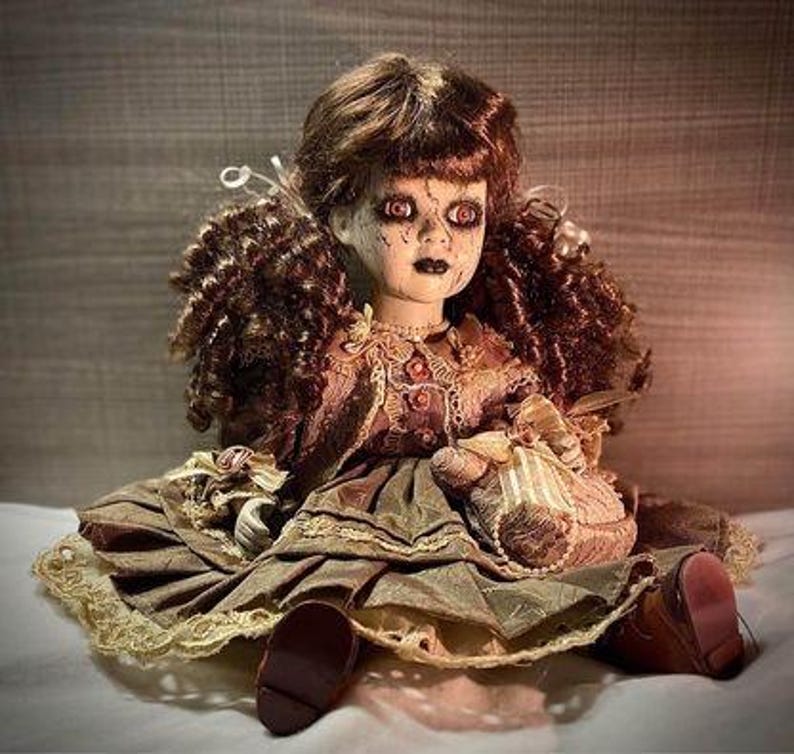 OOAK One-of-a-kind Hand Painted "caroline Has Cracked" Creepy Haunted ...