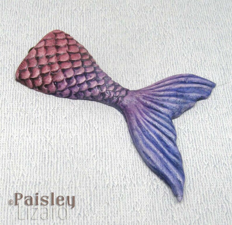 Mermaid Tail Pendant, Polymer Clay Art Bead - Etsy