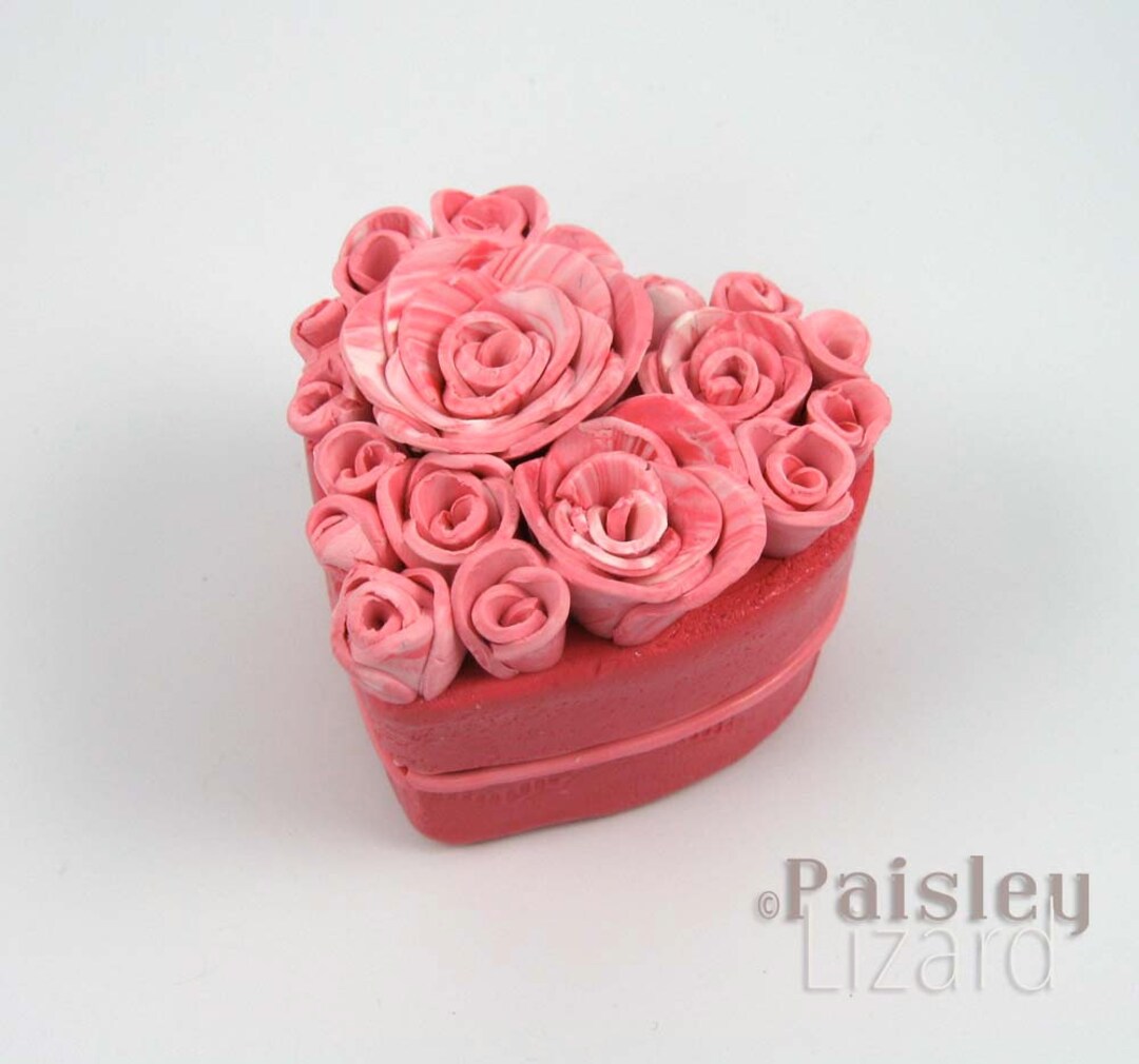 Bashful Pink Rose Heart Keepsake Box, Mixed Media Jewelry Box - Etsy