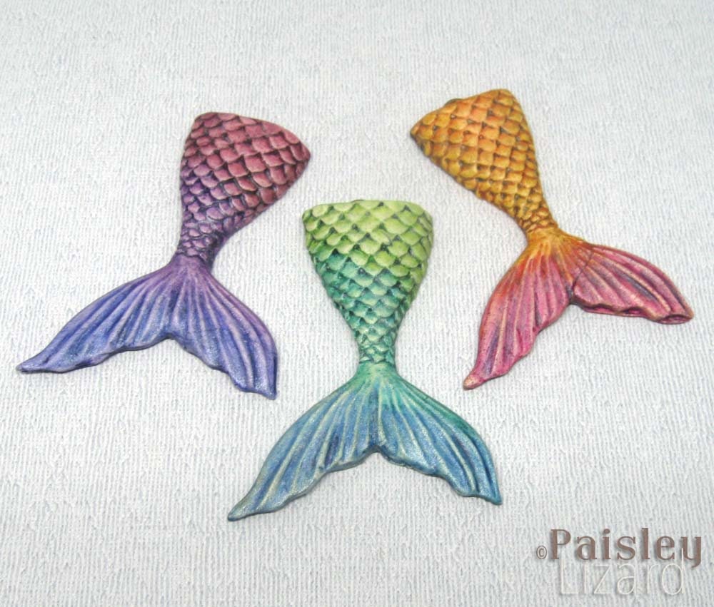 Mermaid Tail Pendant, Polymer Clay Art Bead - Etsy