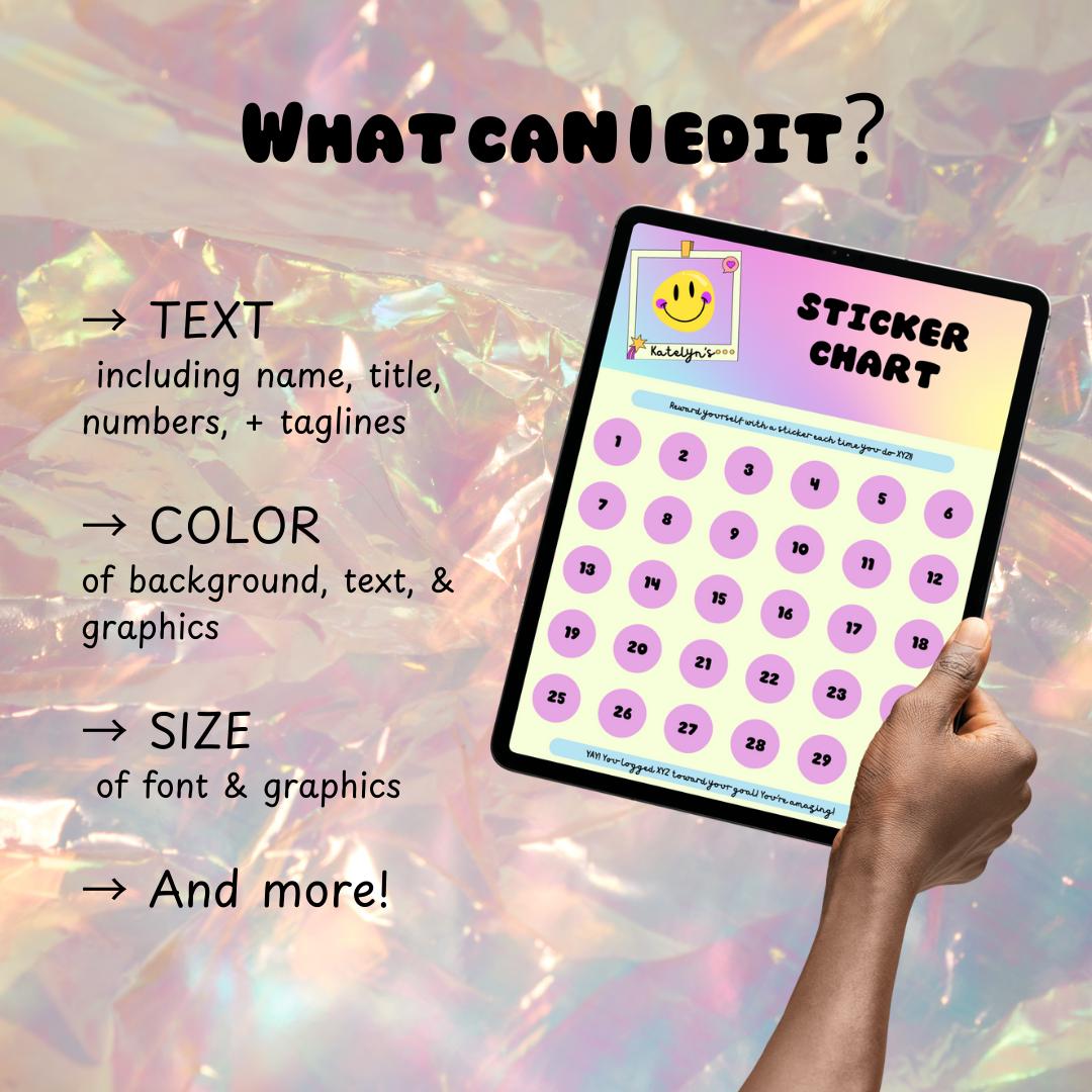 Sticker Chart for Adults | Habit Tracker, Goal Tracker, Motivation ...