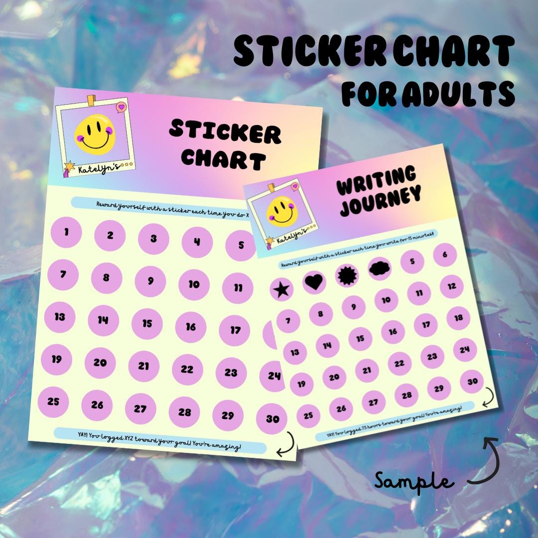 Sticker Chart for Adults | Habit Tracker, Goal Tracker, Motivation ...