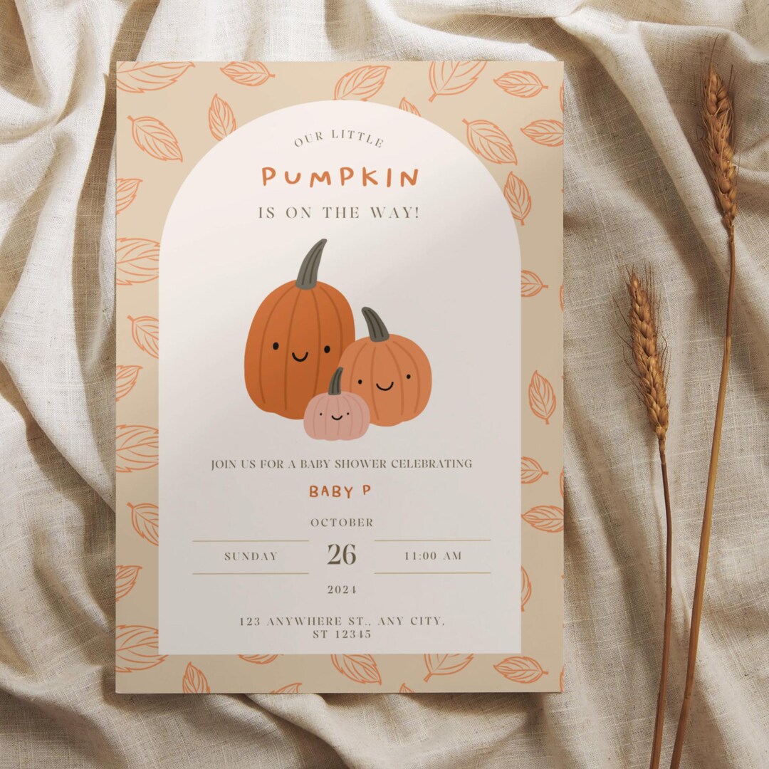 Pumpkin Baby Shower Invite | Fully Customizable Little Pumpkin Baby ...