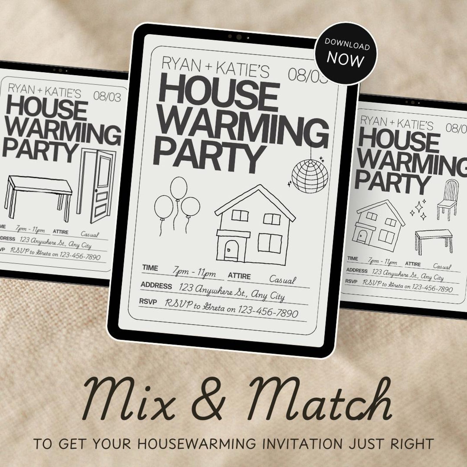 Minimalist Housewarming Invitation, Customizable House Warming Party ...