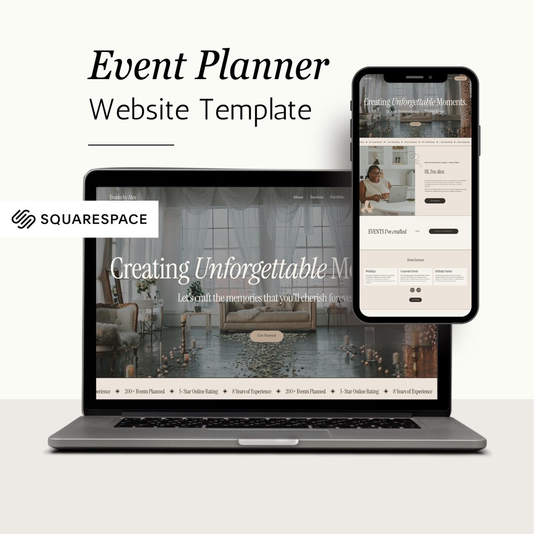 Event Planner Website Template Fully Customizable Squarespace Template - Etsy