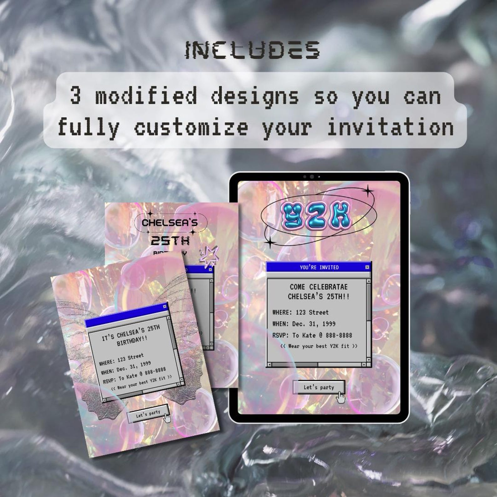 Y2K BIRTHDAY INVITE | 3 Customizable Y2K Birthday Invitations - Etsy