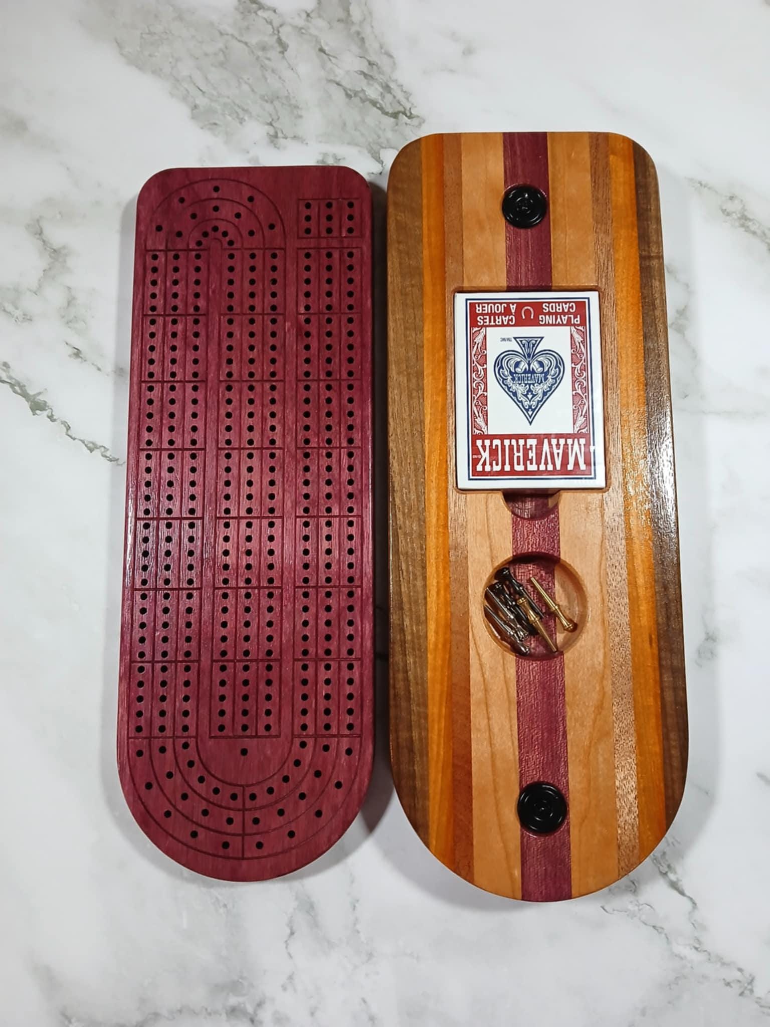 Handmade Wooden Cribbage Board With Storage, Custom Cribbage Board ...