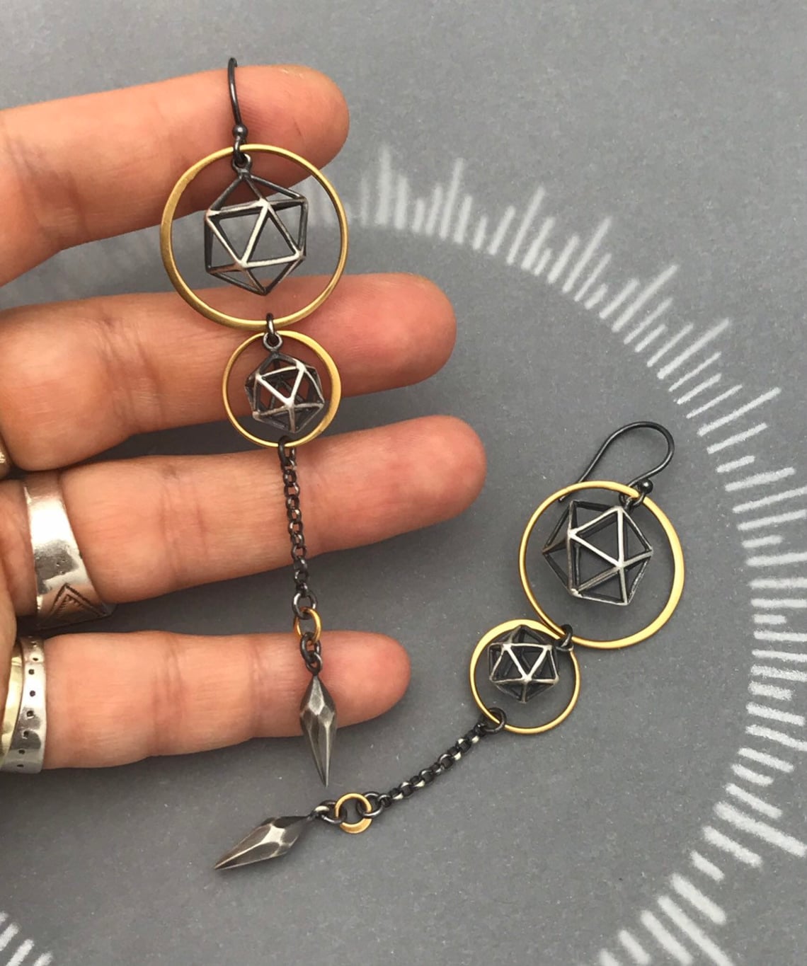 Sacred Geometry Jewelry Double Icosahedron Earrings With - Etsy